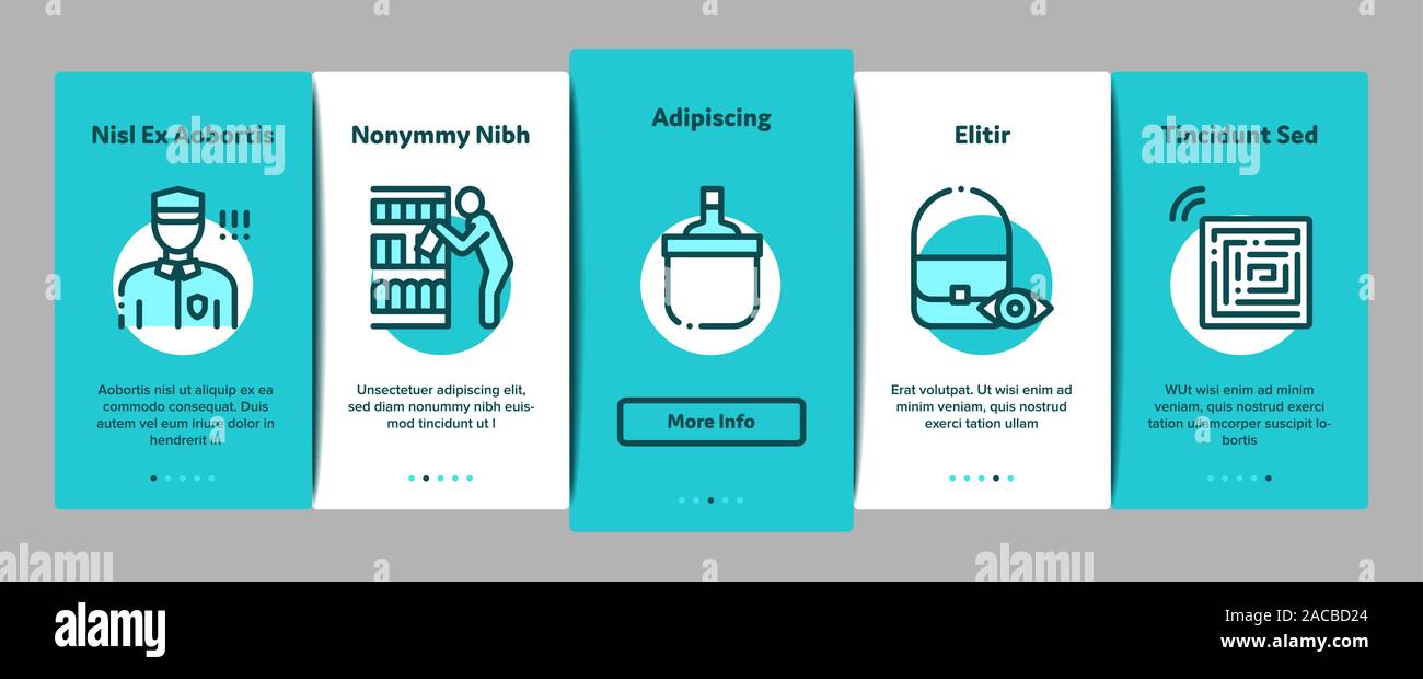 Shoplifting Onboarding Elements Icons Set Vector Stock Vector Image ...