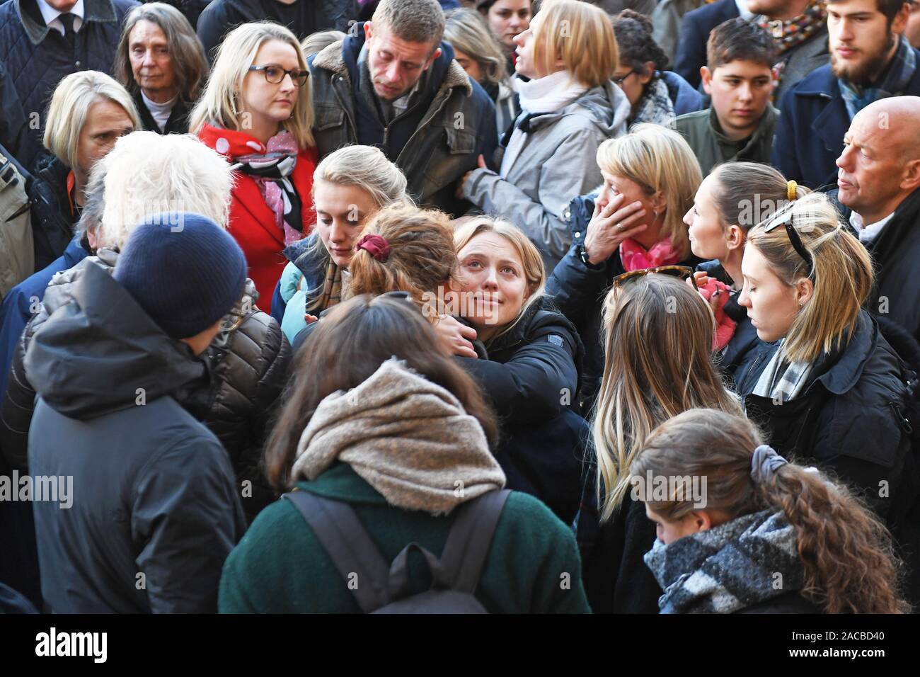 Leanne O'Brien, the girlfriend of Jack Merritt, is comforted by family ...