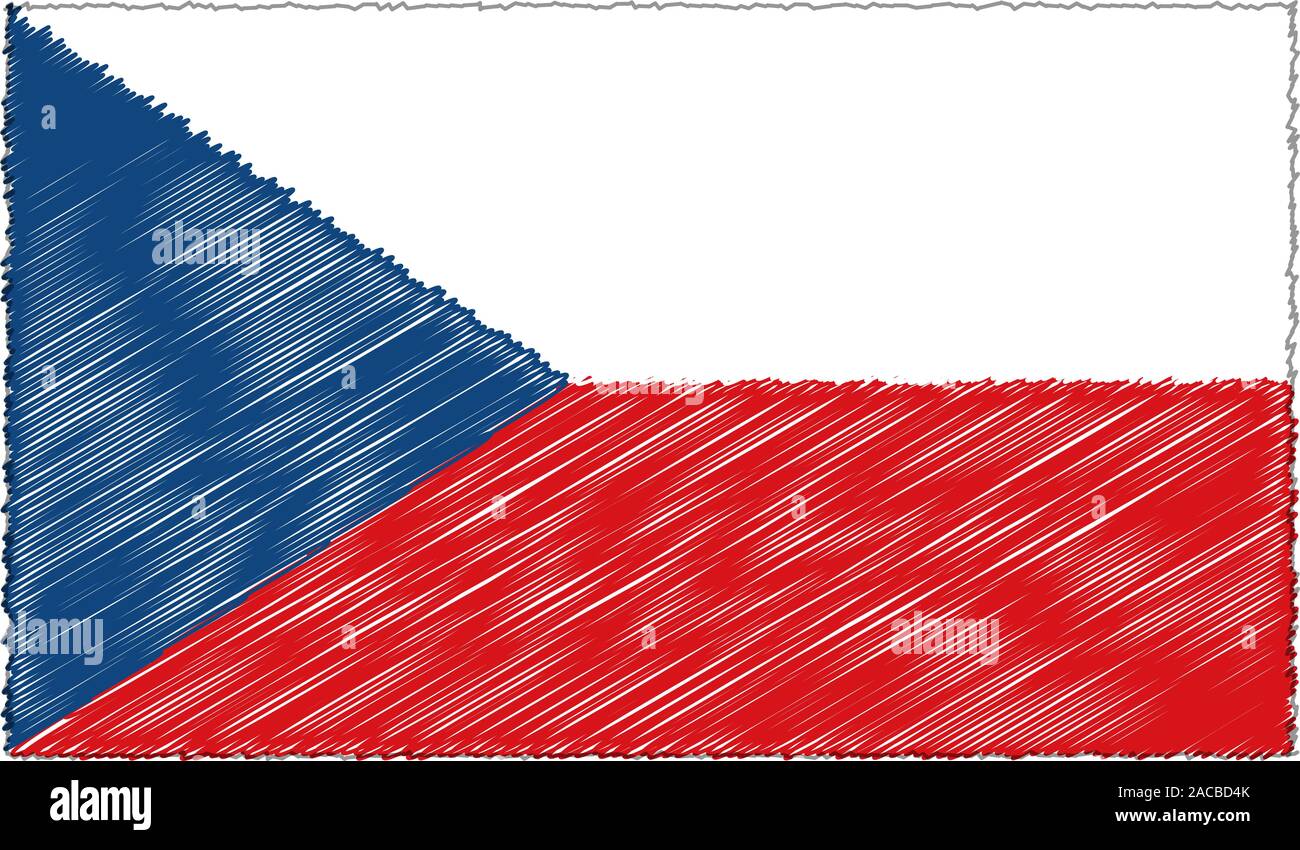 Vector Drawing of Sketch Style Czech Republic Flag Stock Vector Image ...