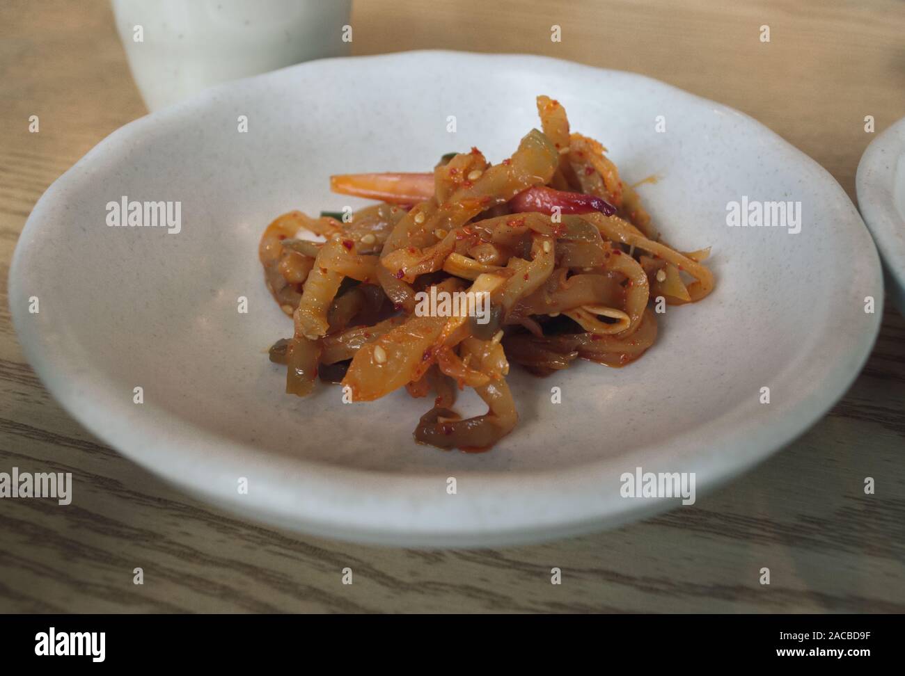 close up view of one of kimchi side dishes in korean restaurant Stock ...