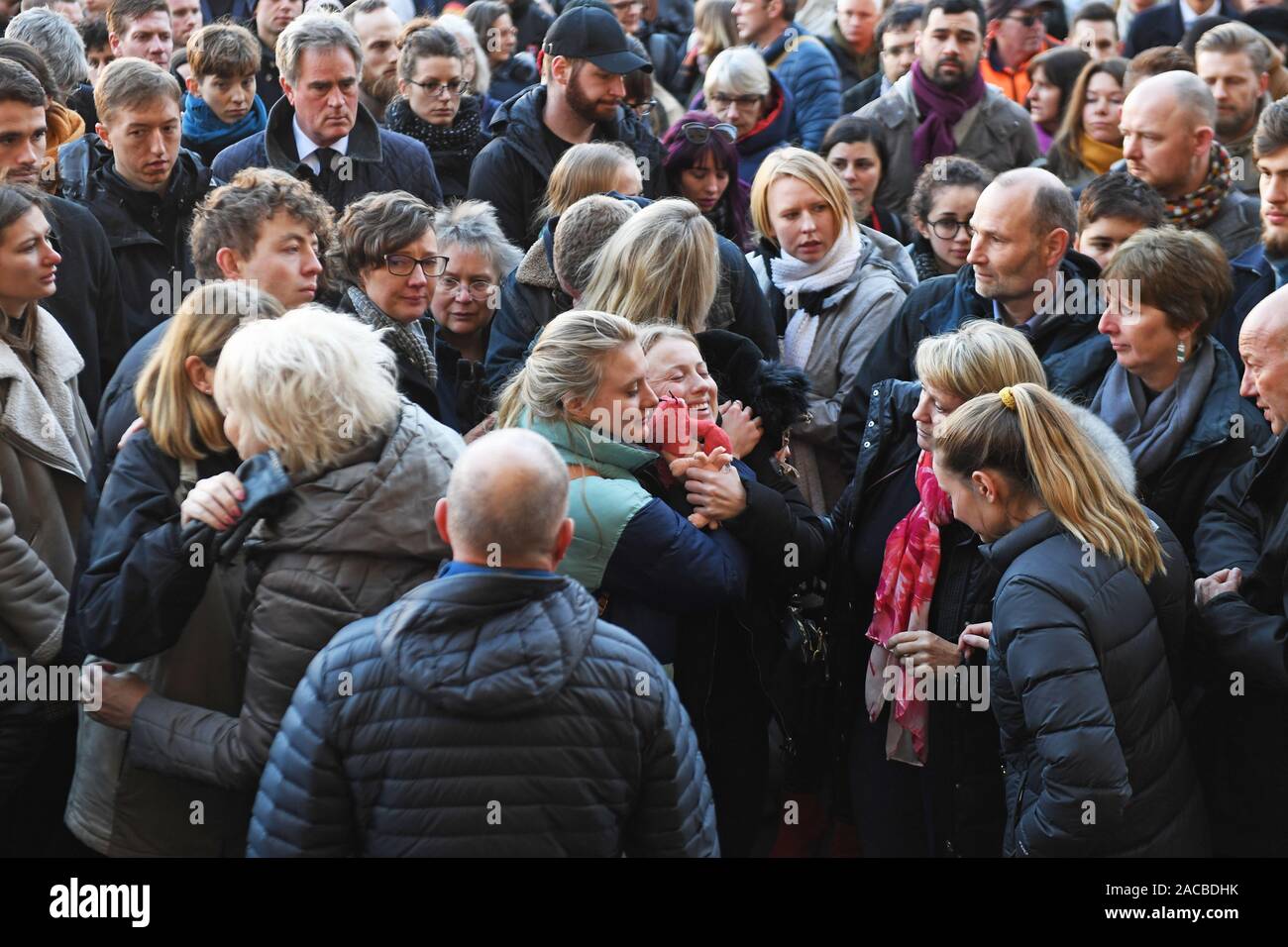 Leanne O'Brien, the girlfriend of Jack Merritt, is comforted by family ...