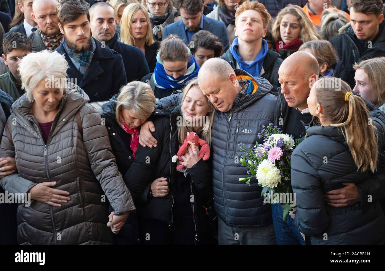 Leanne O'Brien, the girlfriend of Jack Merritt, is comforted by family ...