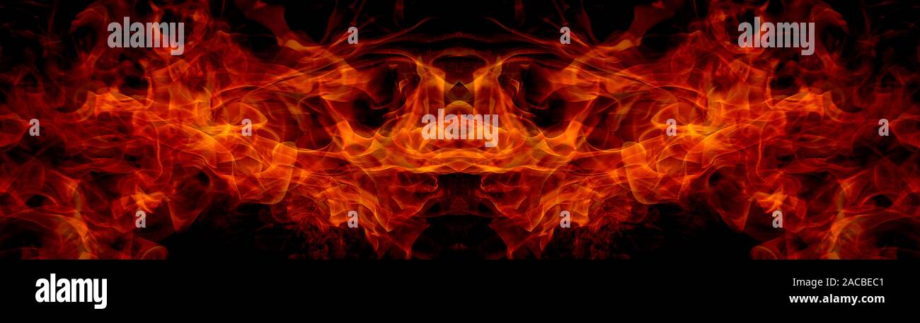 Fire flames on Abstract art black background, Burning red hot sparks ...