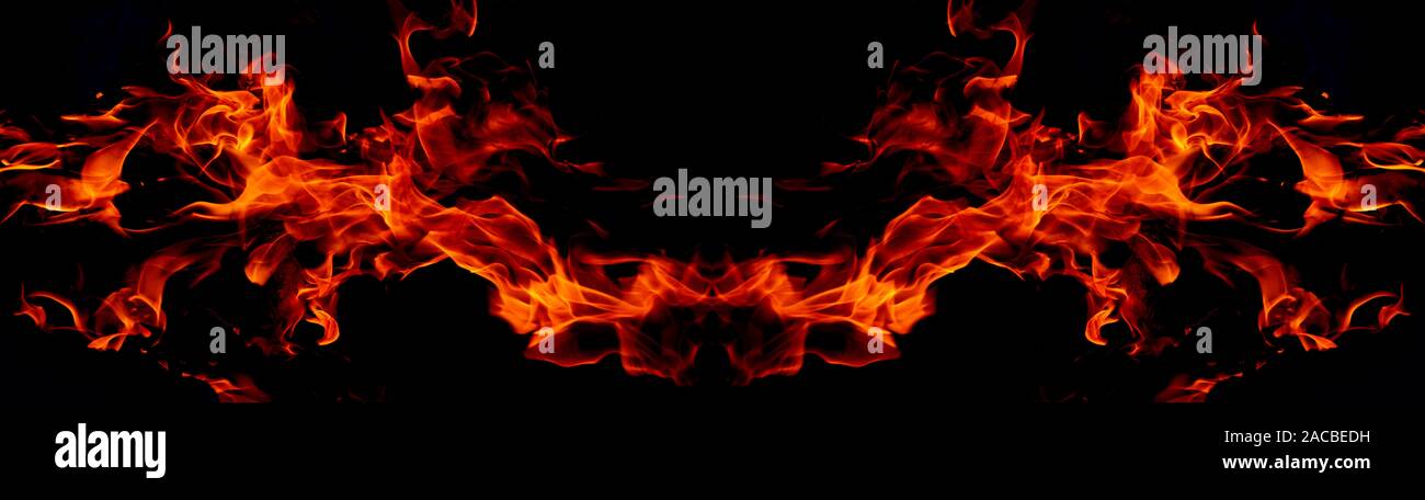 Fire flames on Abstract art black background, Burning red hot sparks ...