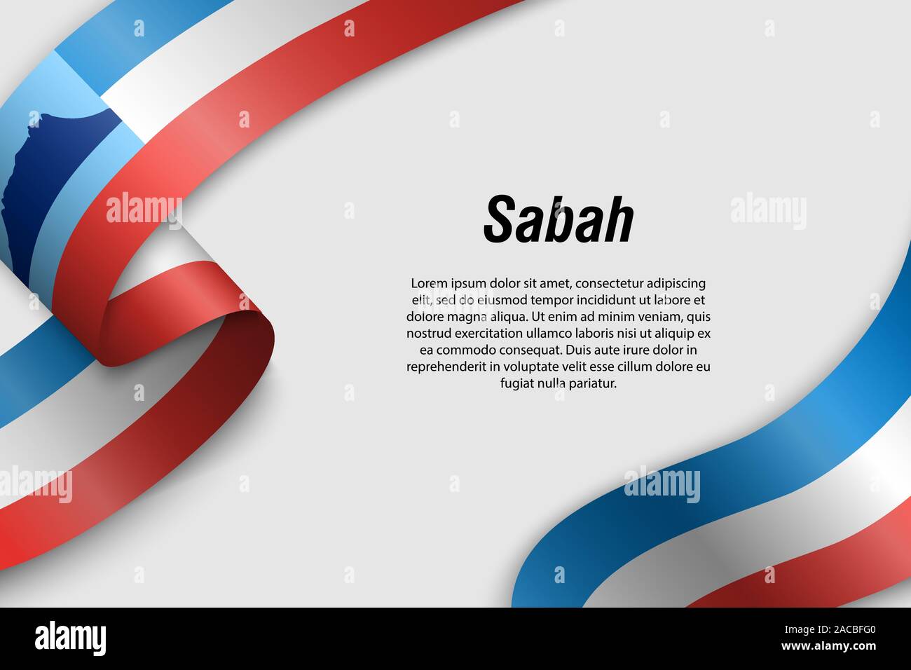 Waving ribbon or banner with flag of Sabah. State of Malaysia. Template ...