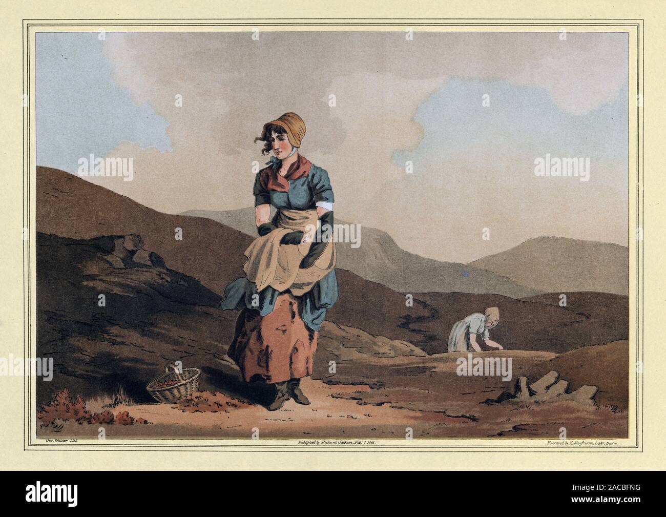 Cranberry girl. George Walker's The Costume of Yorkshire. Young woman ...