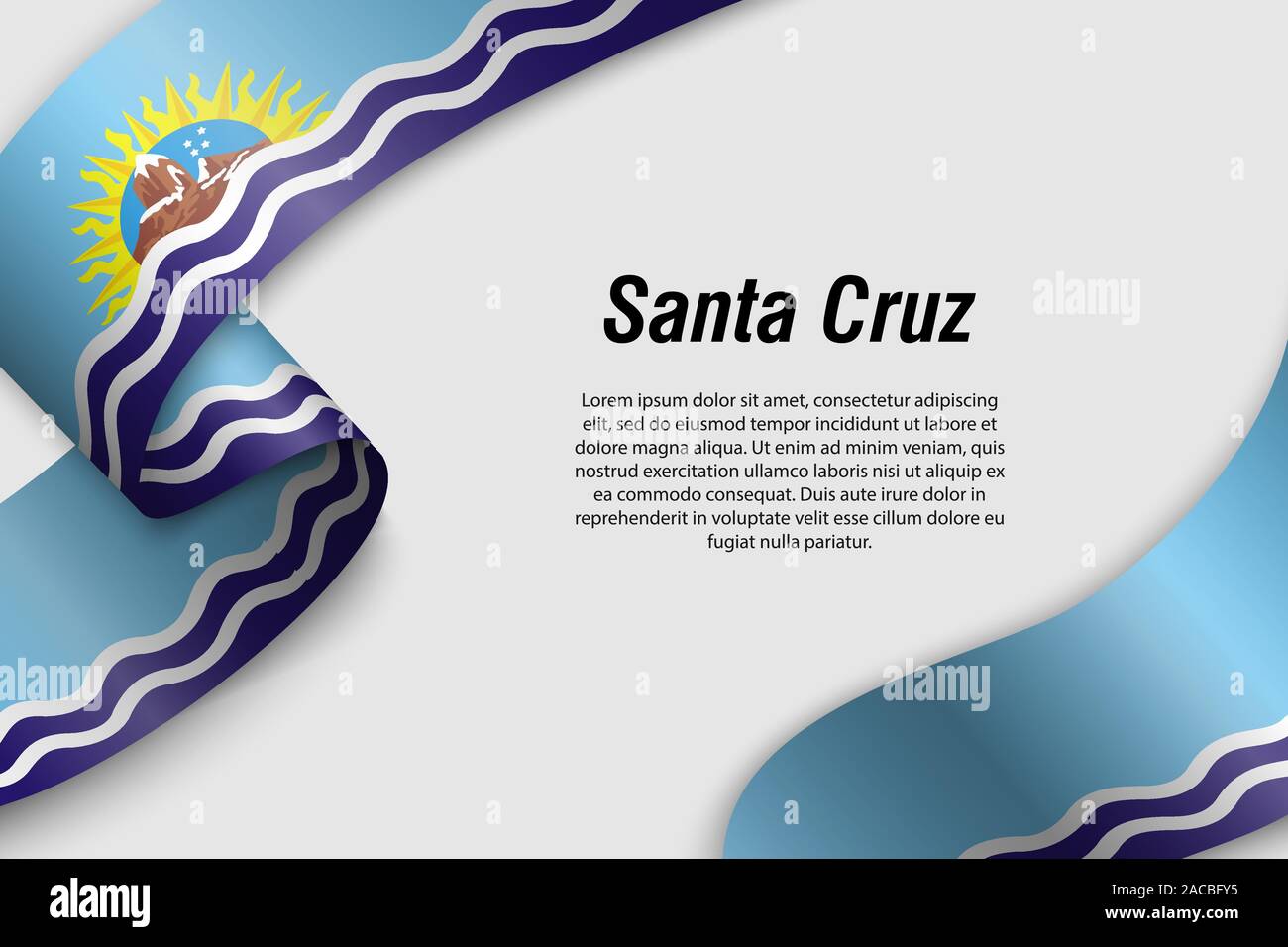 Waving ribbon or banner with flag of Santa Cruz. Province of Argentina ...
