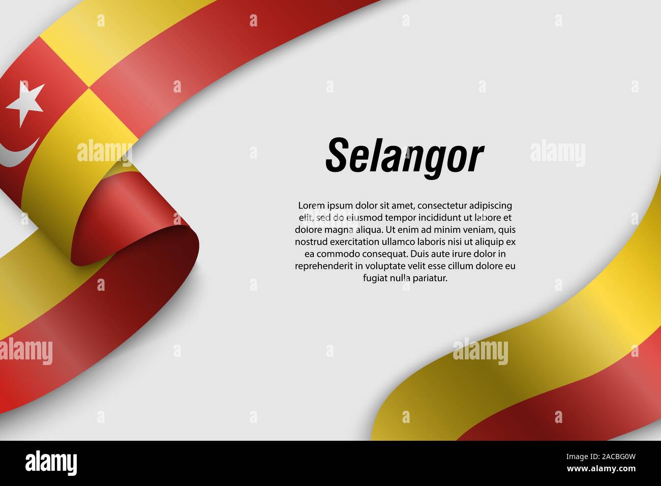 Waving ribbon or banner with flag of Selangor. State of Malaysia ...