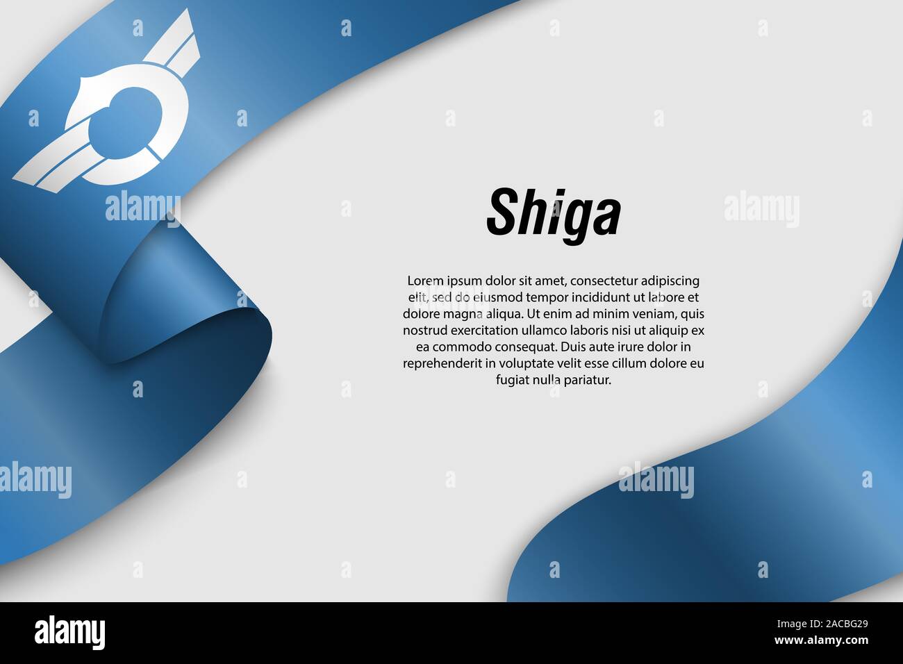 Waving ribbon or banner with flag of Shiga. Prefecture of Japan ...