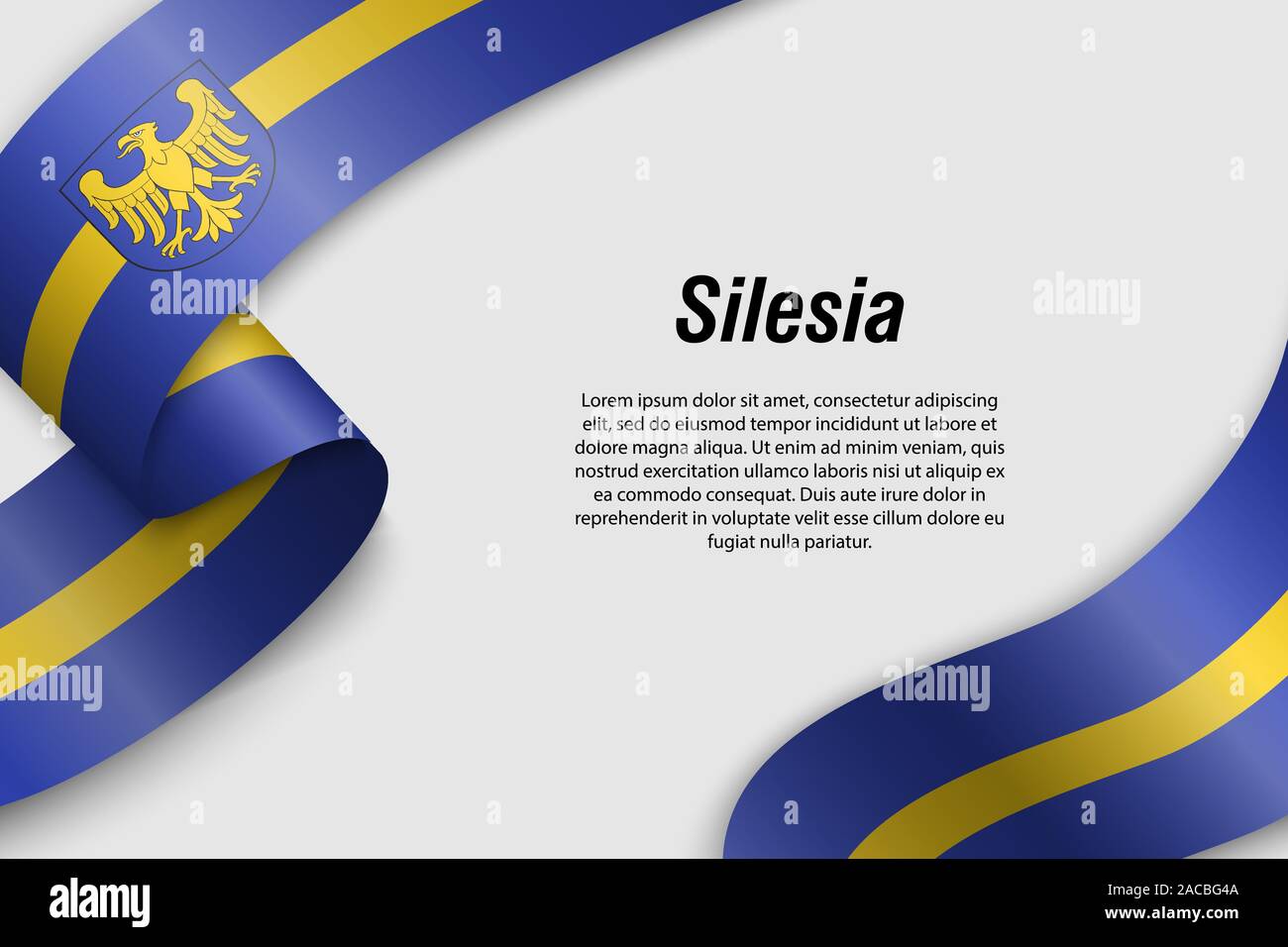 Waving ribbon or banner with flag of Silesia. Province of Poland ...