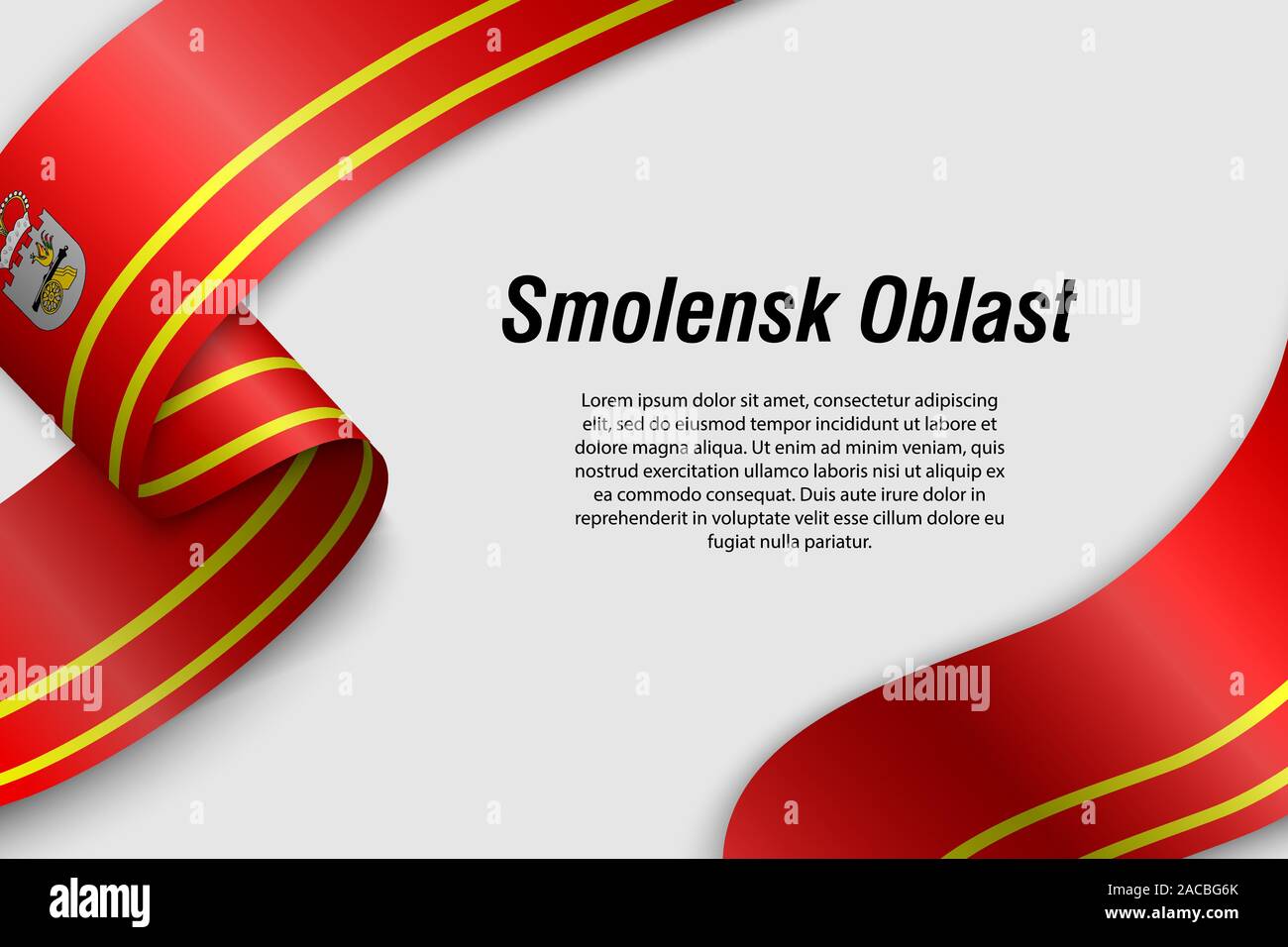 Waving ribbon or banner with flag of Smolensk Oblast. Region of Russia ...