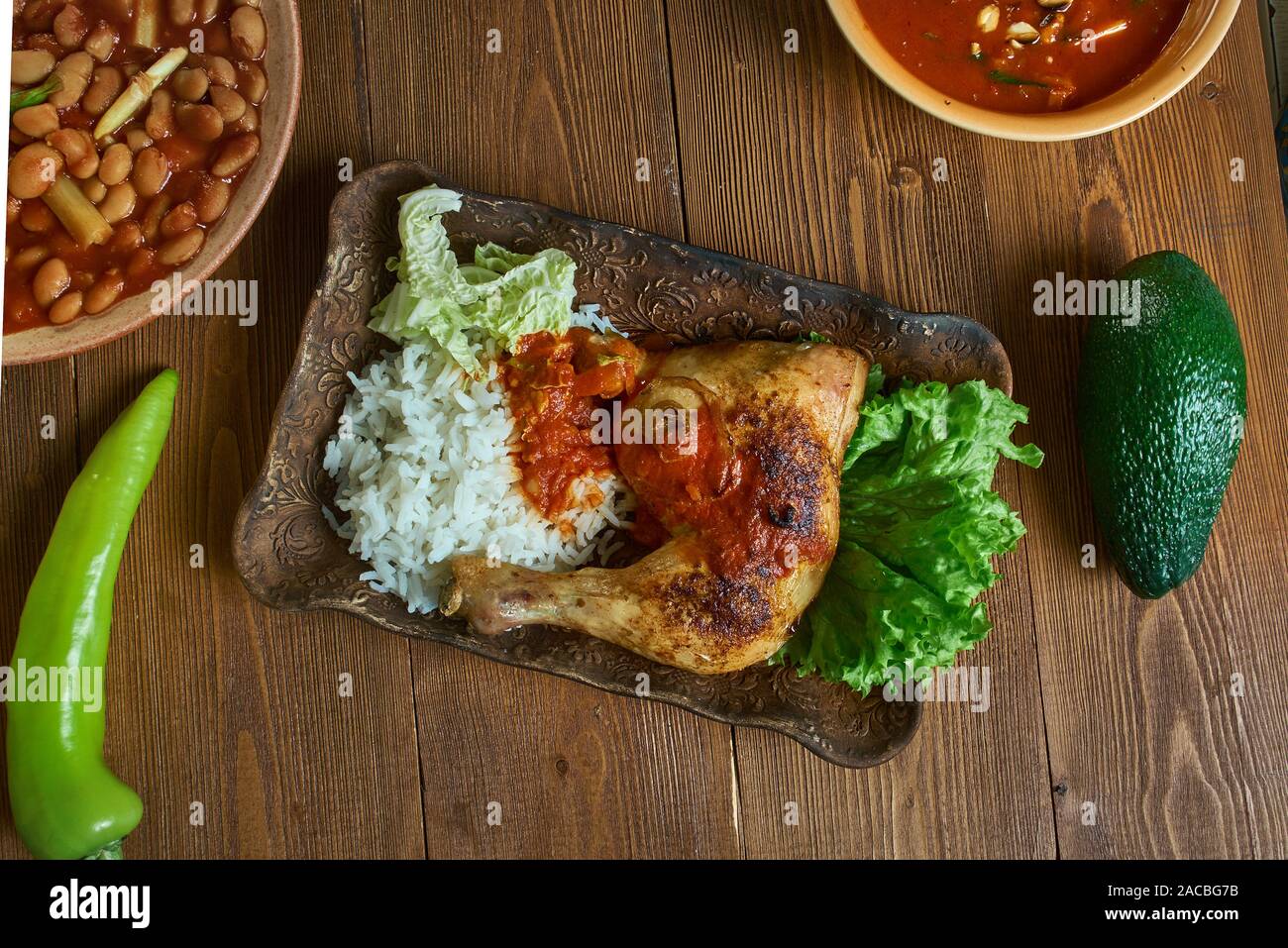 Moussaka , Moambe chicken Congolese cuisine, Traditional assorted ...