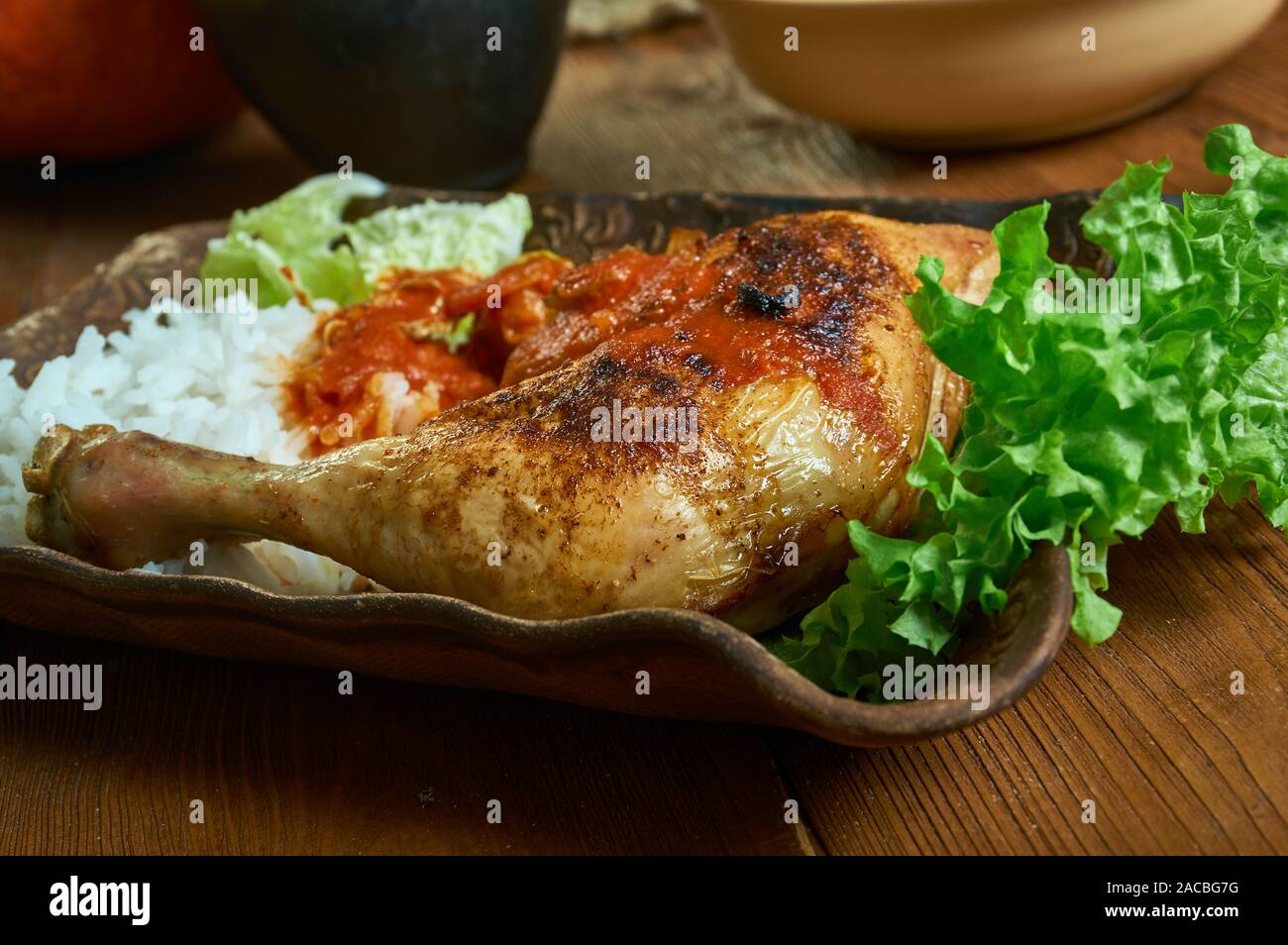 Moussaka , Moambe chicken Congolese cuisine, Traditional assorted ...