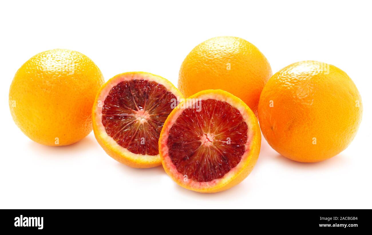 Blood Oranges Isolated On White Stock Photo - Alamy