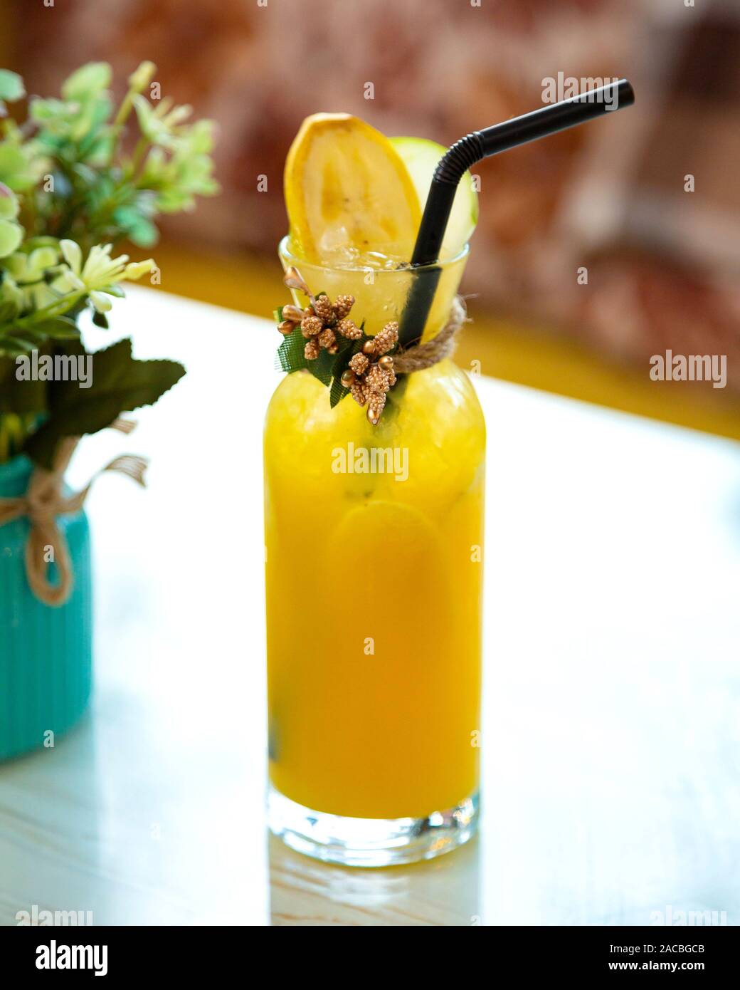 fruit lemonade and flower basket Stock Photo - Alamy