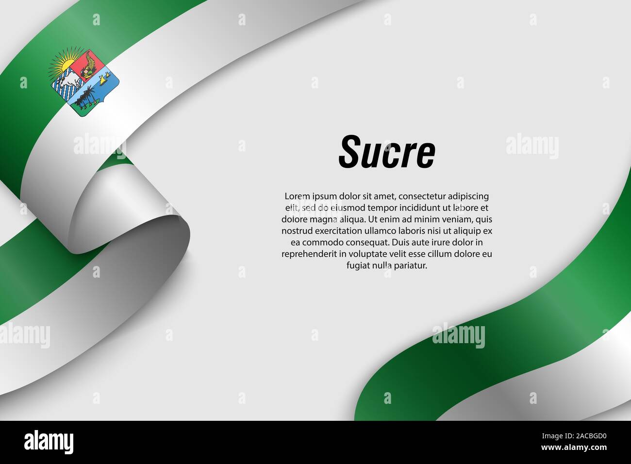 Waving ribbon or banner with flag of Sucre. Department of Colombia ...