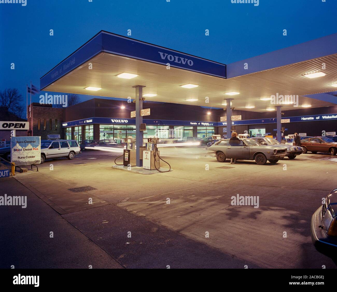 Volvo Car dealership, in Wakefield, in 1988, West Yorkshire, Northern ...