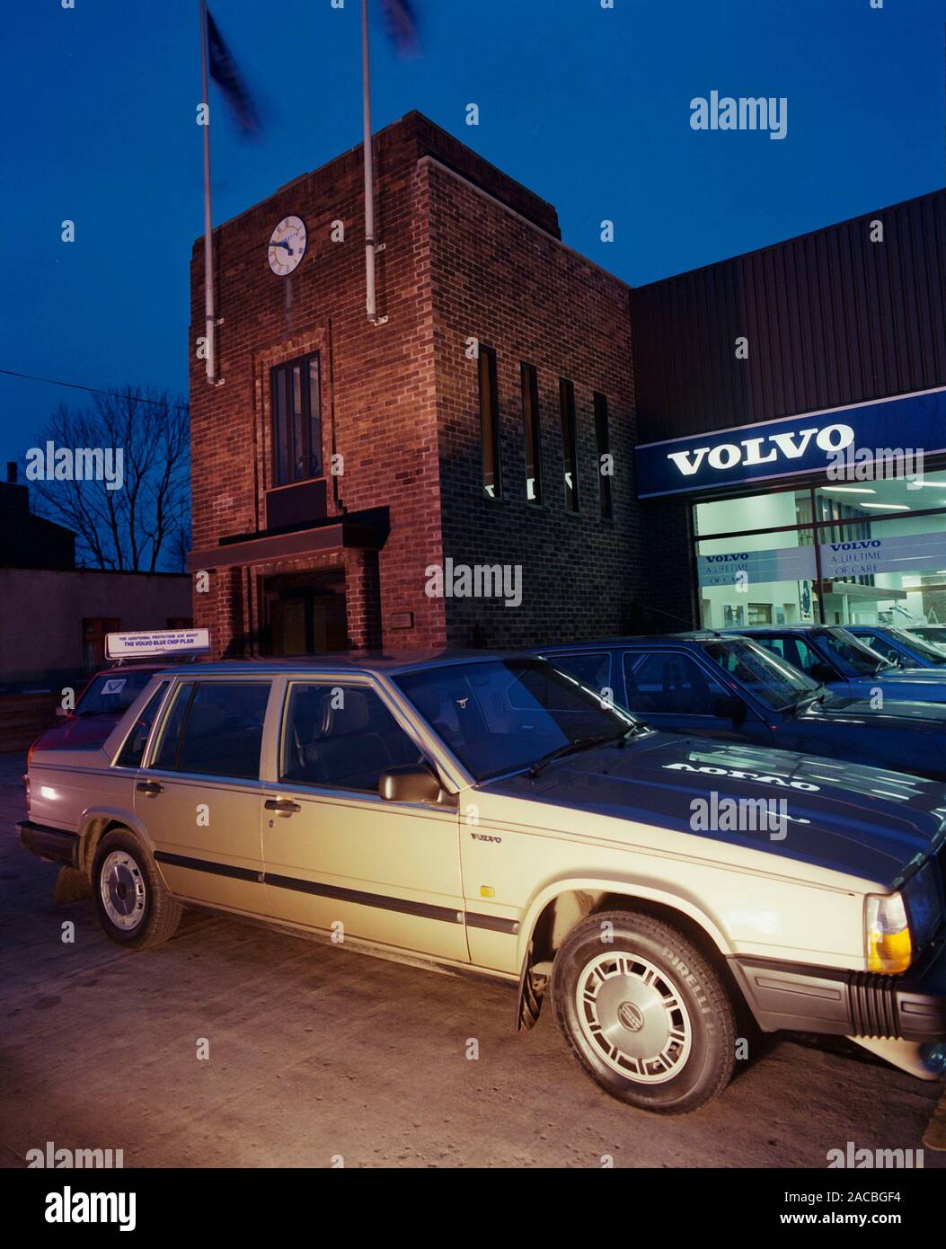Volvo Car dealership, in Wakefield, in 1988, West Yorkshire, Northern ...