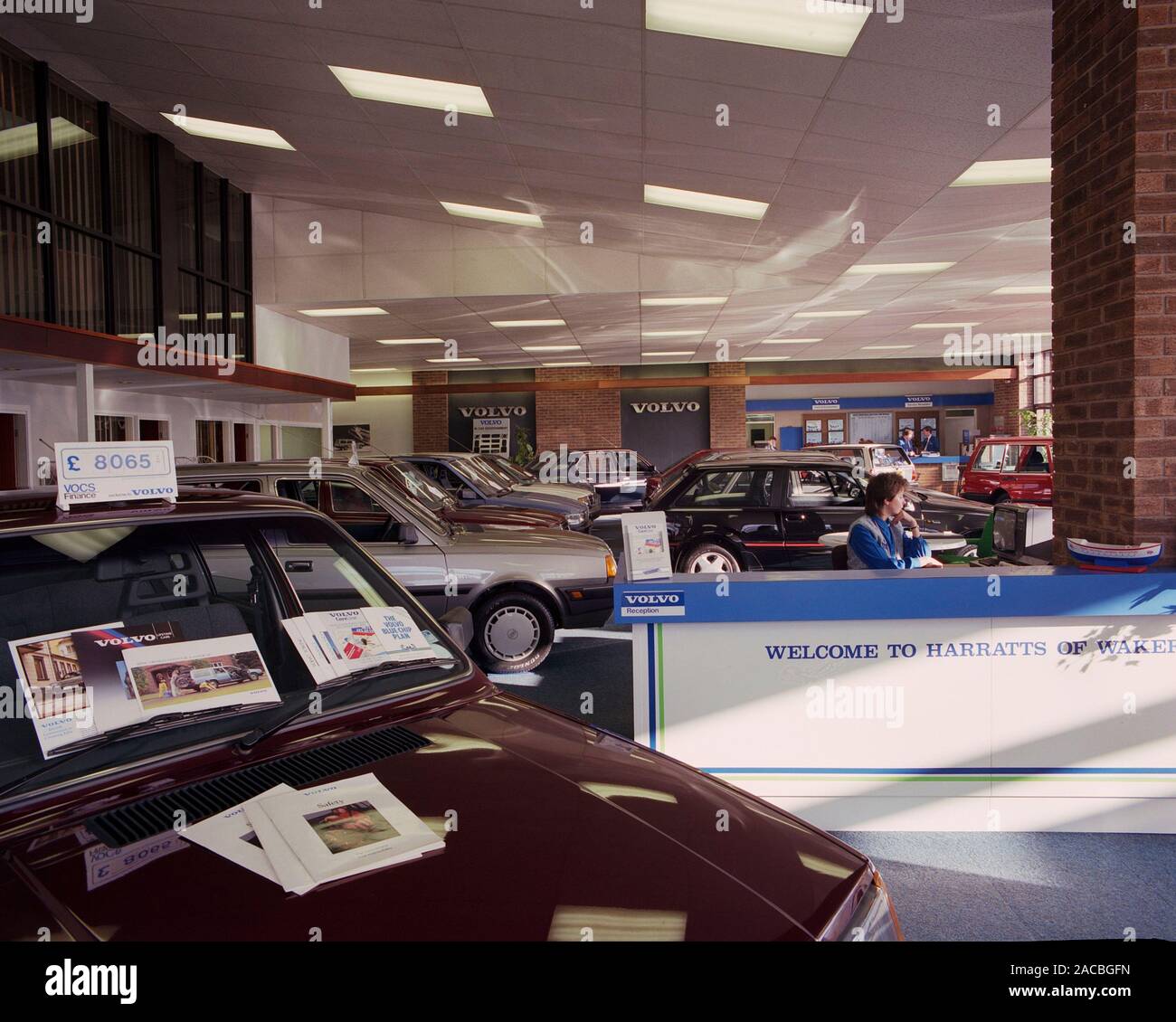 Volvo Car dealership, in Wakefield, in 1988, West Yorkshire, Northern ...