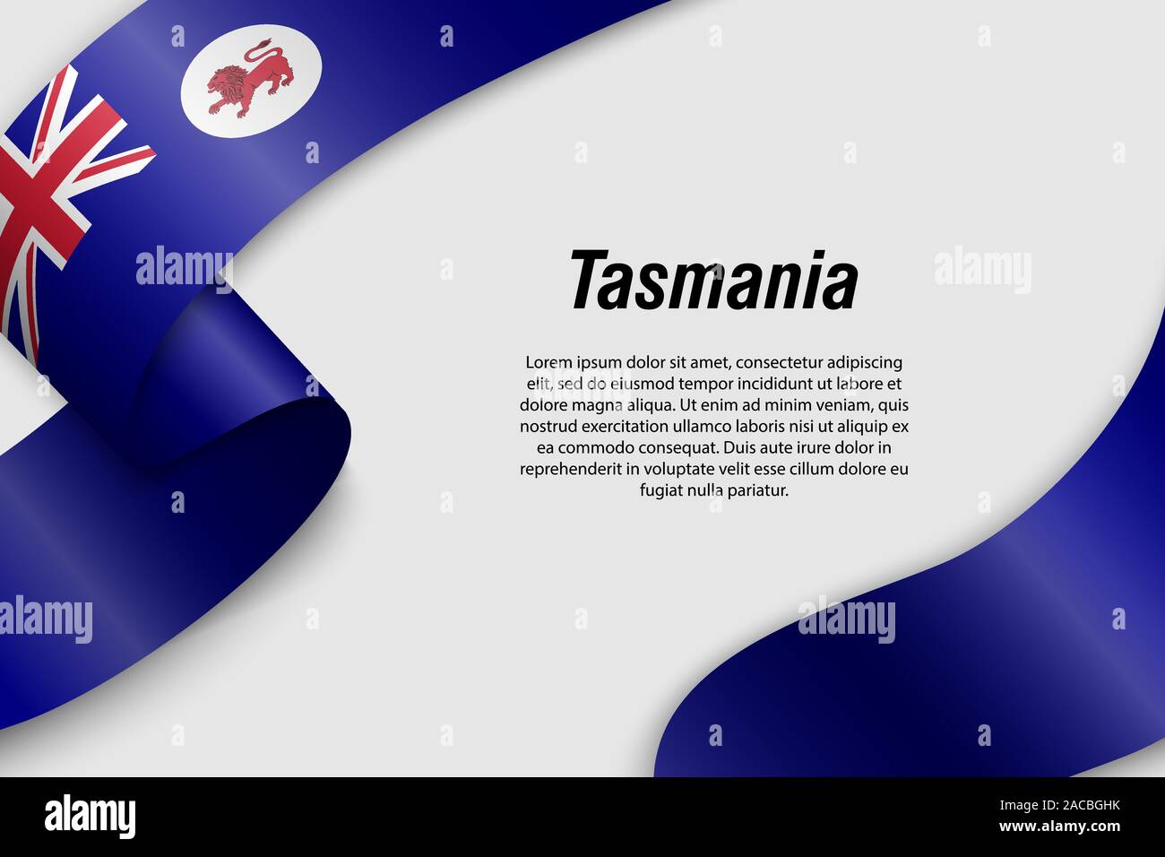 Waving ribbon or banner with flag of Tasmania. State of Australia ...