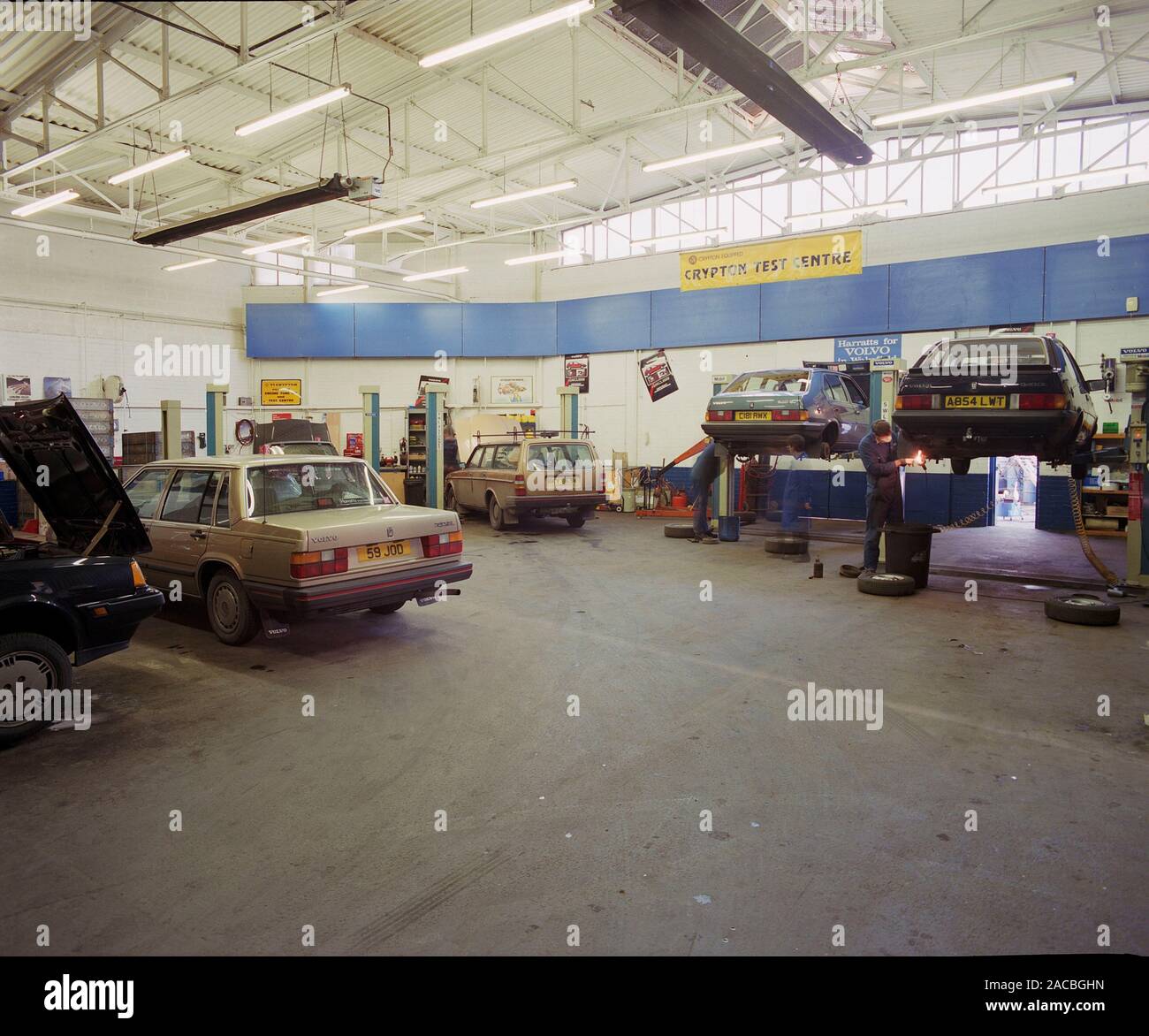 Volvo Car dealership, in Wakefield, in 1988, West Yorkshire, Northern ...