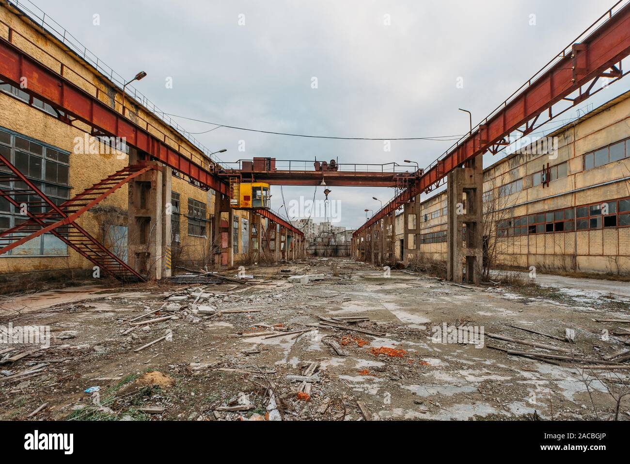 Territory of abandoned industrial area waiting for demolition Stock ...