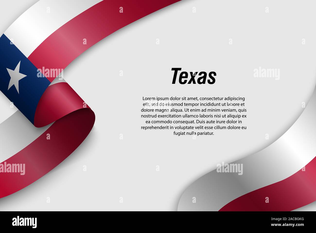 Waving ribbon or banner with flag of Texas. State of USA. Template for ...