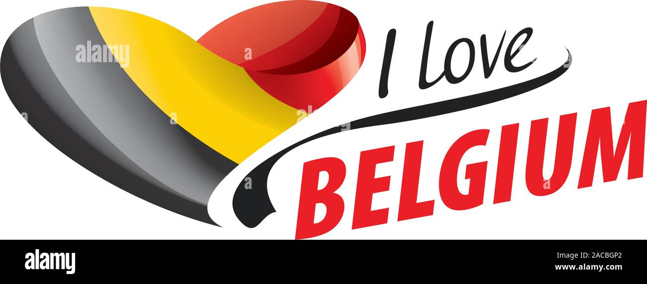 The national flag of the Belgium and the inscription I love Belgium ...