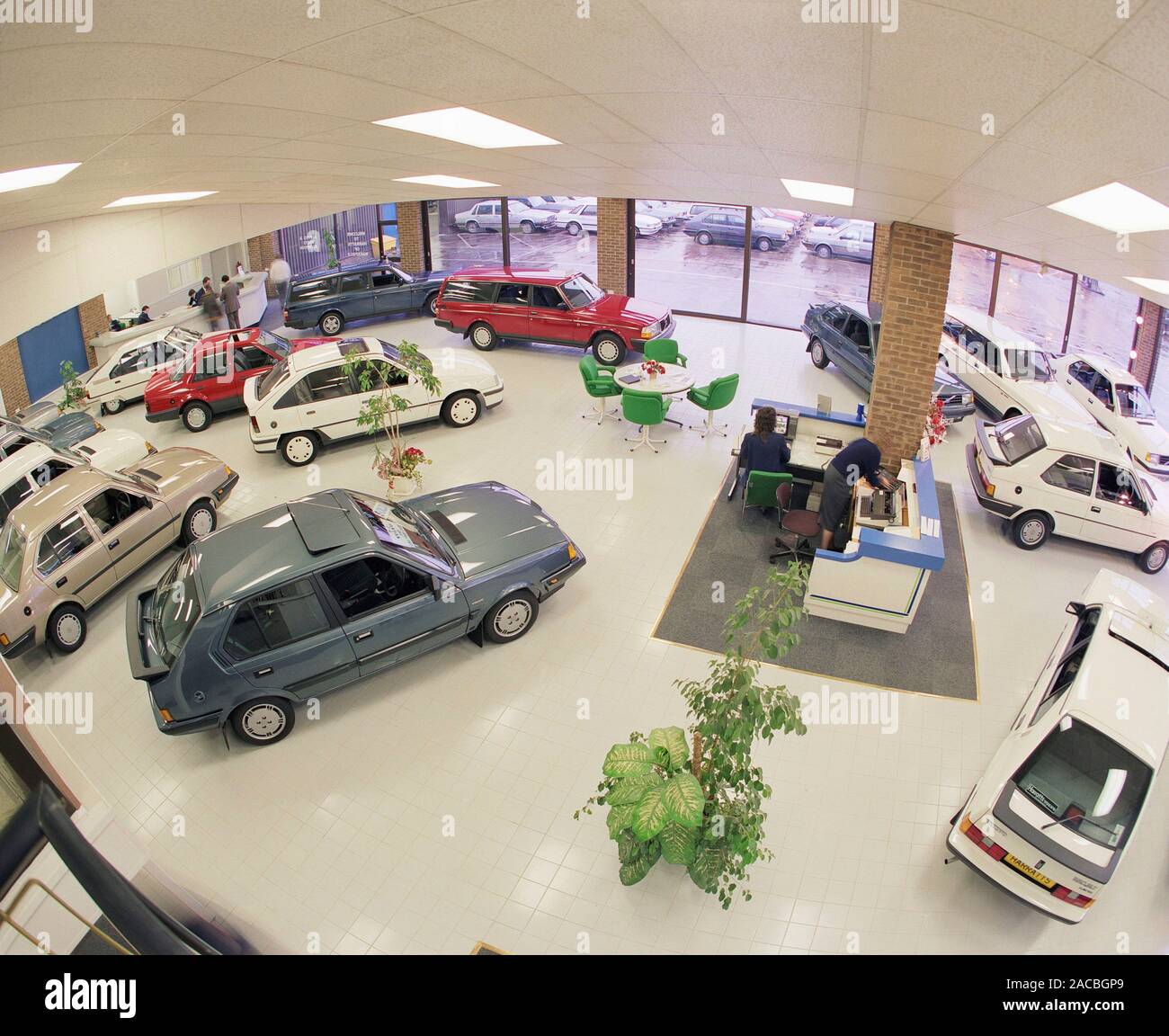 Volvo Car dealership, in Wakefield, in 1988, West Yorkshire, Northern ...