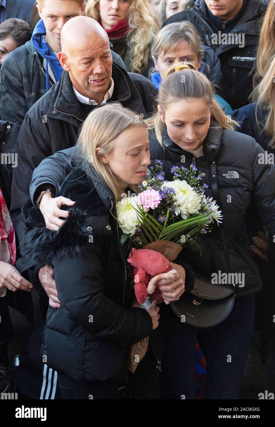 Leanne O'Brien, the girlfriend of Jack Merritt, is comforted by family ...