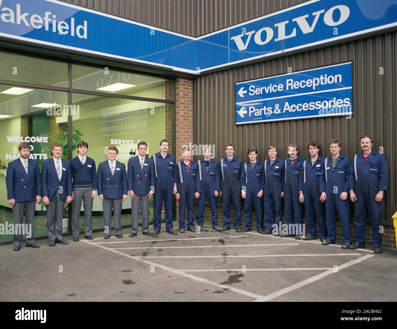Volvo Car dealership, in Wakefield, in 1988, West Yorkshire, Northern ...