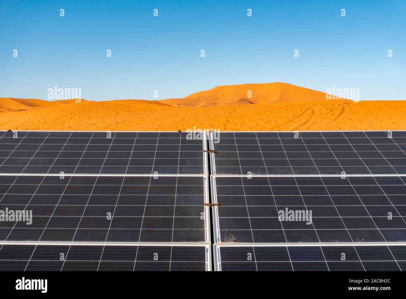 Solar energy panel at desert. Sun as energy resource concept Stock ...