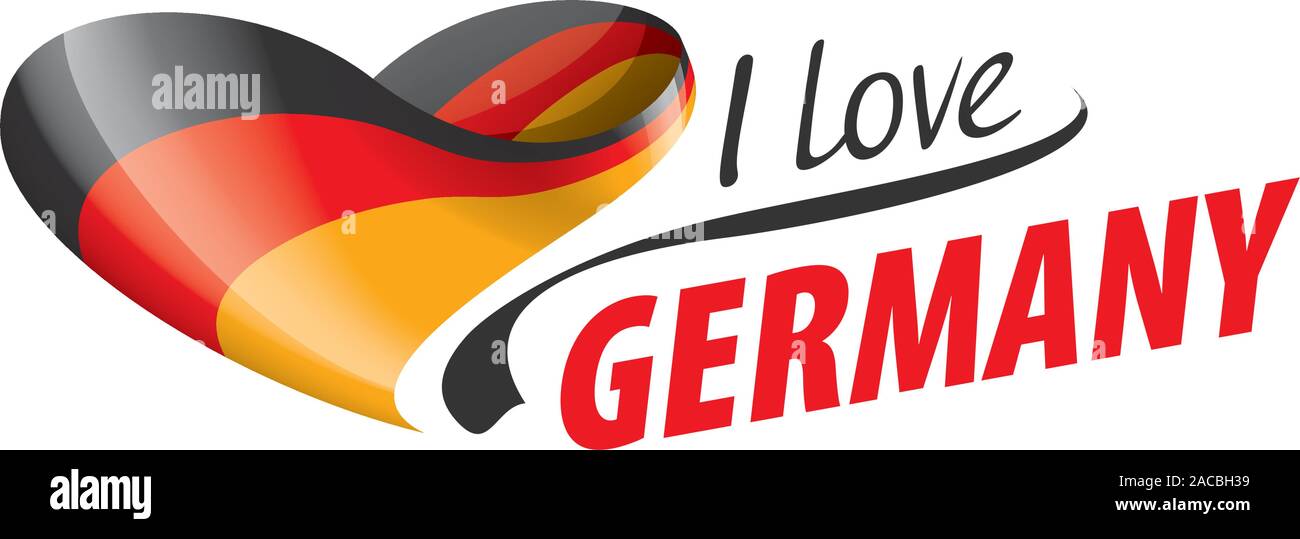 The national flag of the Germany and the inscription I love Germany ...
