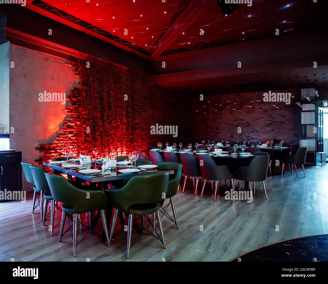 lounge cafe with red lighting Stock Photo - Alamy