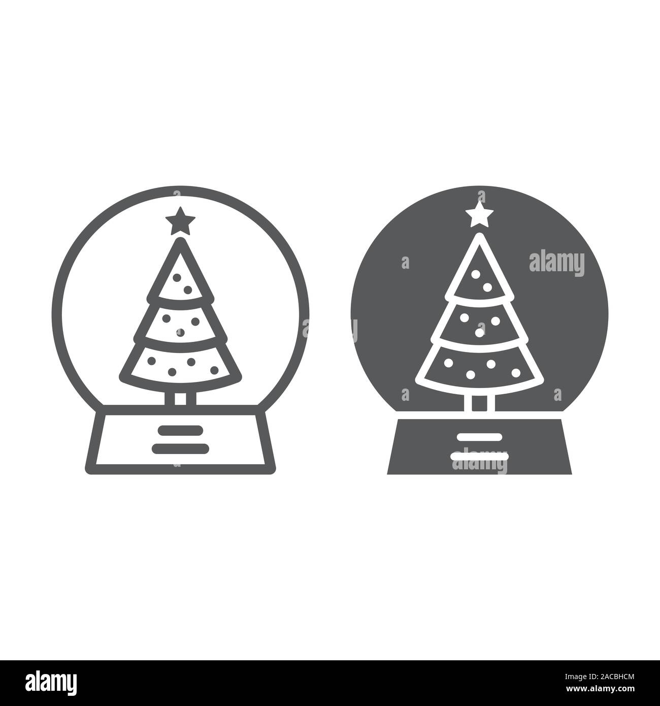 Snow globe line and glyph icon, christmas and new year, glass sphere ...