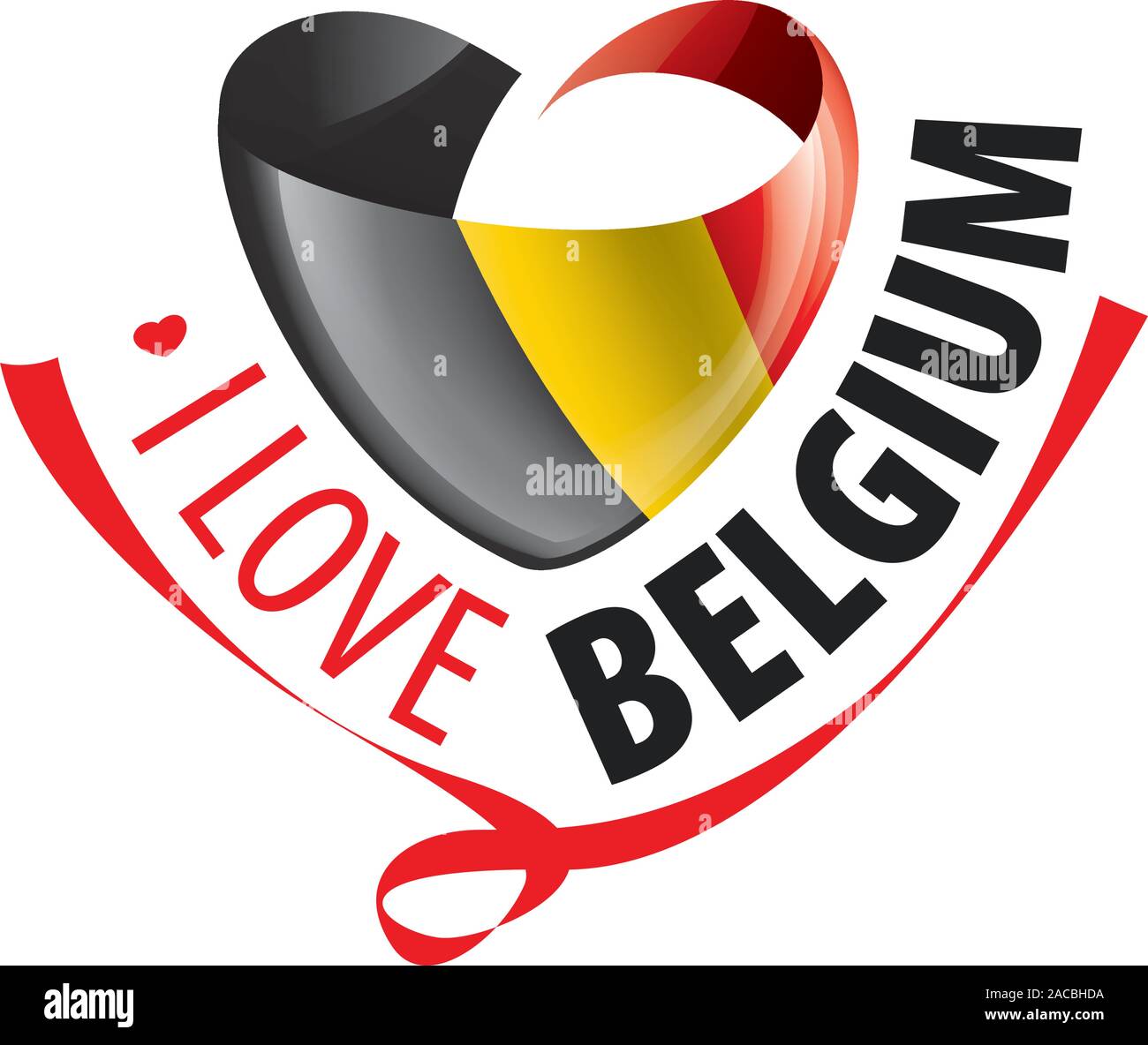 The national flag of the Belgium and the inscription I love Belgium ...