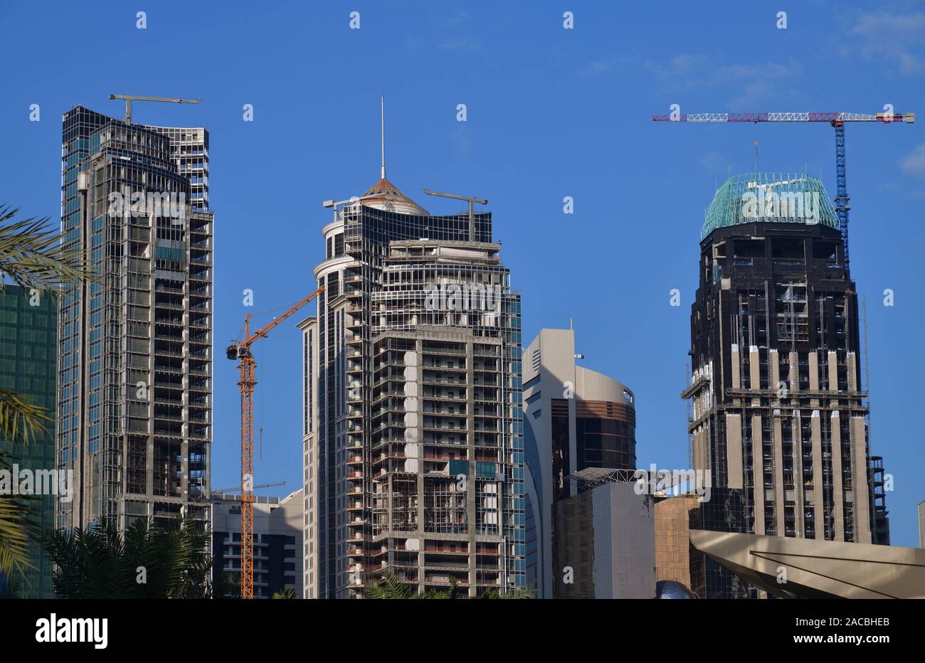 Construction site and skyscrapers in Doha, Qatar Stock Photo - Alamy