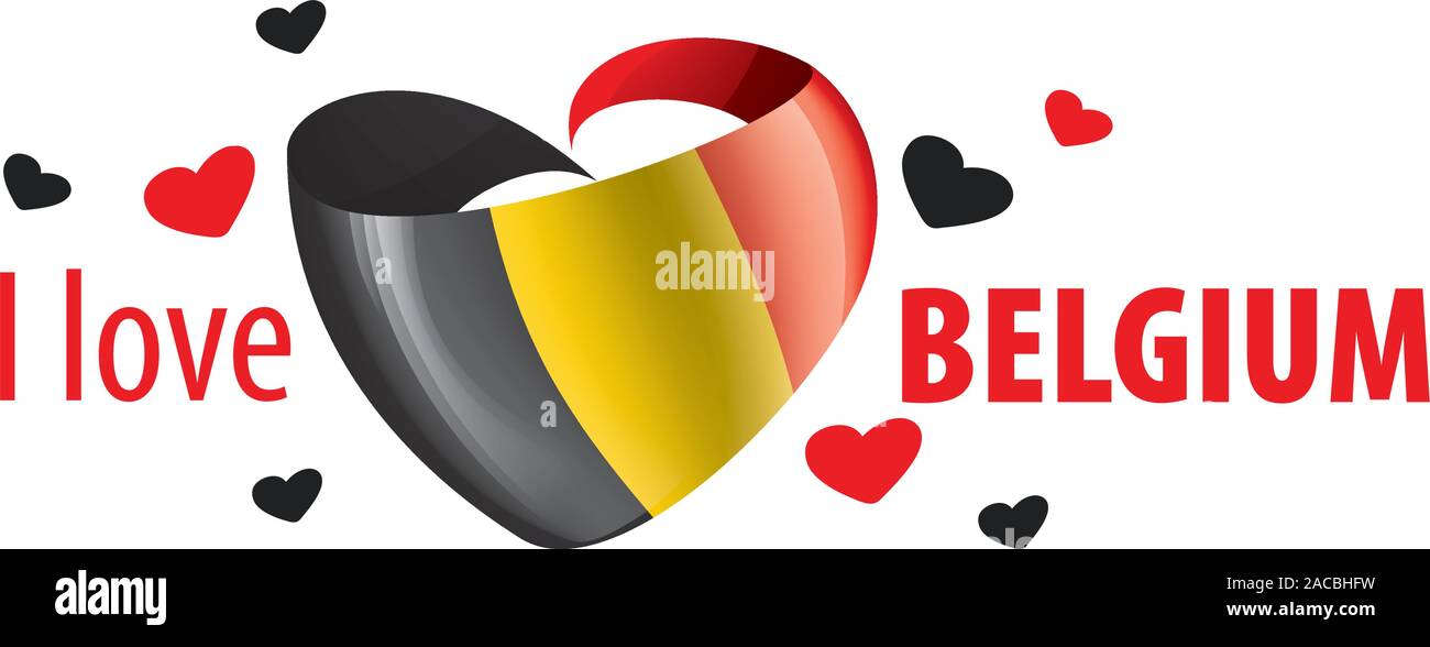 The national flag of the Belgium and the inscription I love Belgium ...