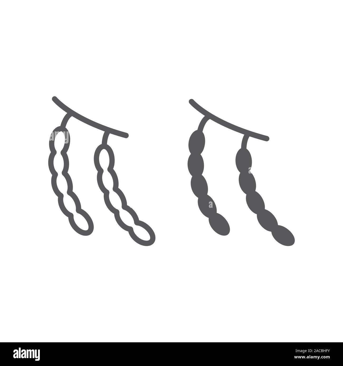 Kidney beans line and glyph icon, fruits and vegetables, legume sign ...