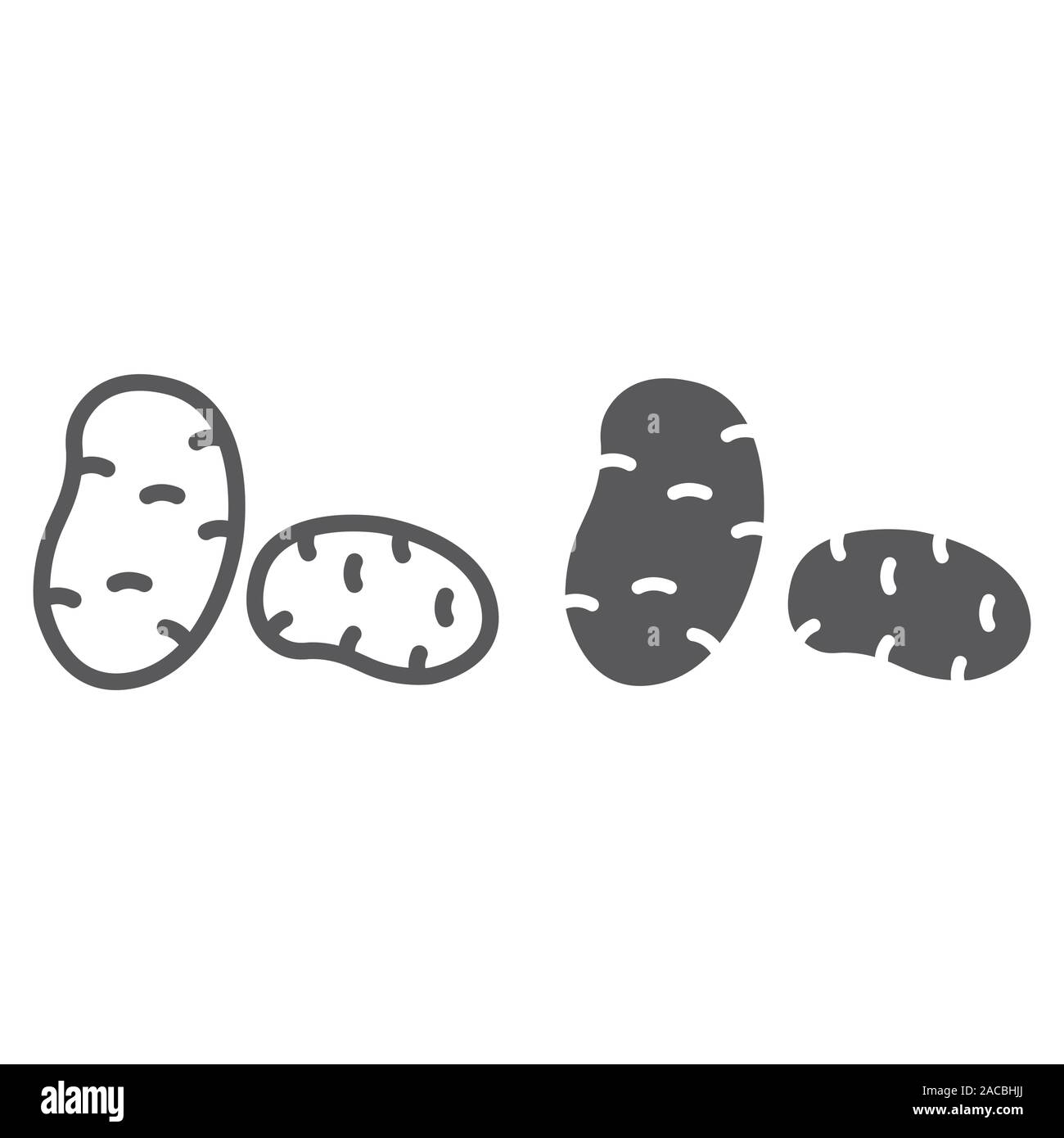 Potatoes line and glyph icon, vegetable and organic, potato sign ...