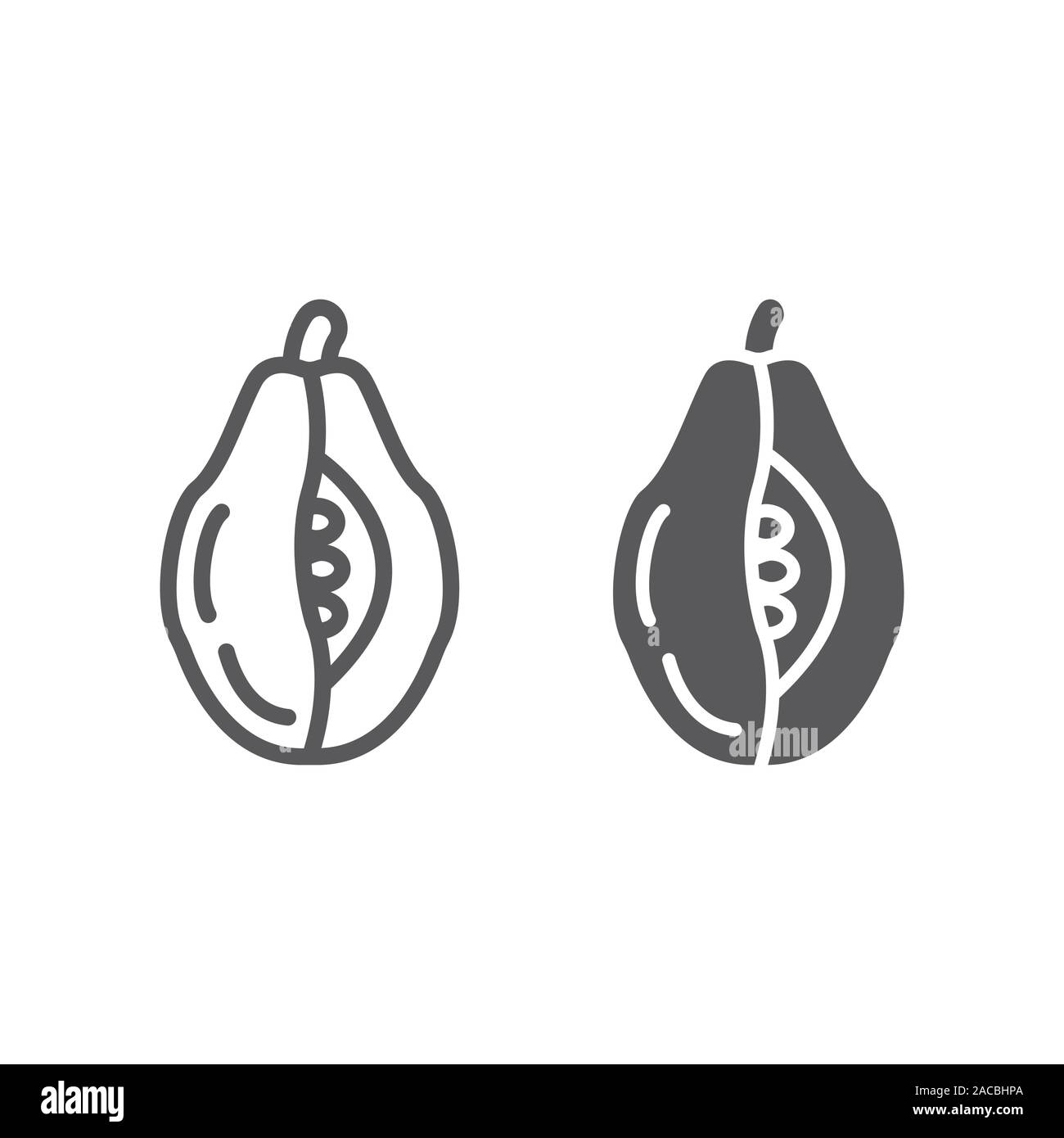 Papaya line and glyph icon, food and vitamin, exotic fruit sign, vector ...