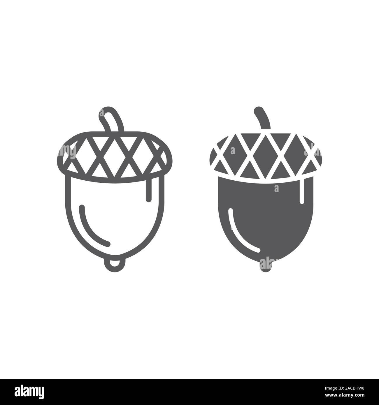 Acorn line and glyph icon, oak and growth, plant sign, vector graphics ...