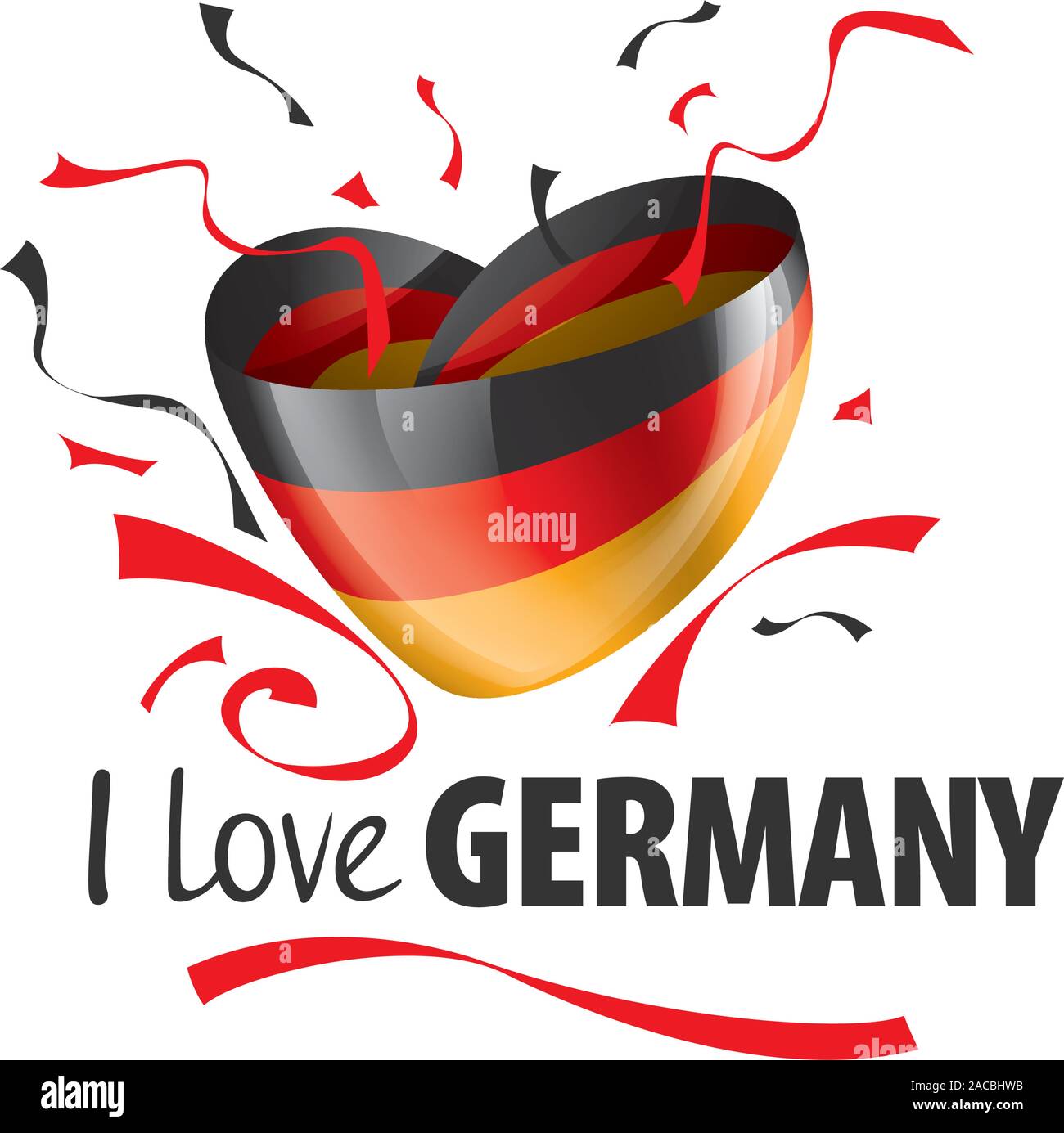 The national flag of the Germany and the inscription I love Germany ...