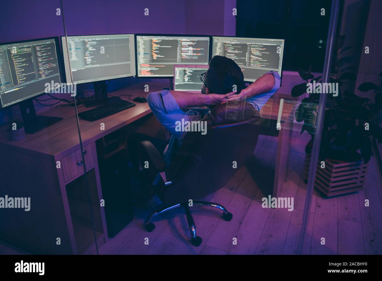 Screen Computer Man Behind High Resolution Stock Photography and Images ...