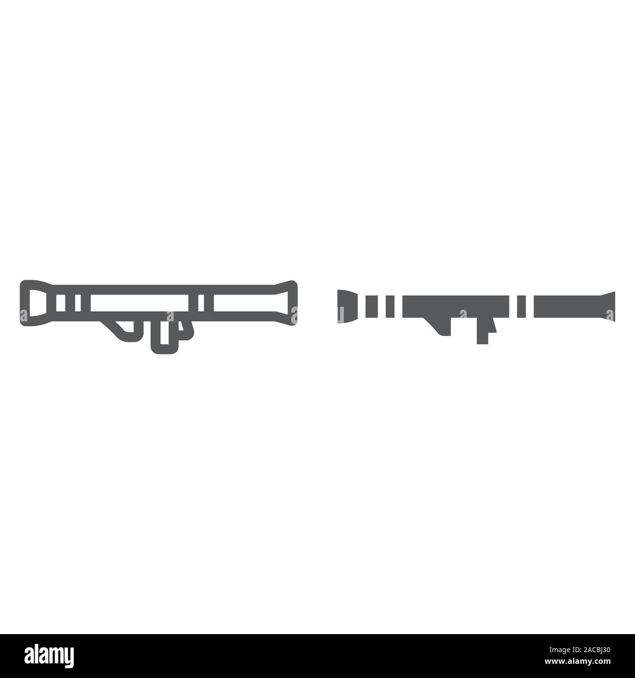 Rocket launcher line and glyph icon, army and military, weapon sign ...