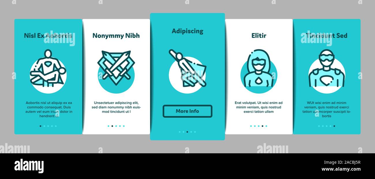 Super Hero Onboarding Elements Icons Set Vector Stock Vector Image ...