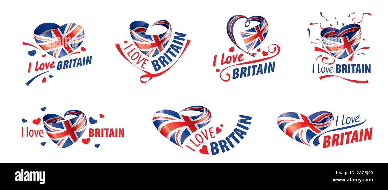 The national flag of the Britain and the inscription I love Britain ...