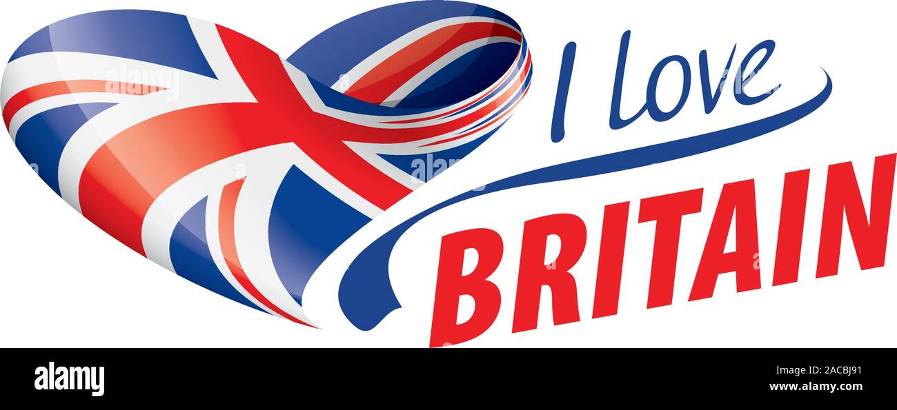 The national flag of the Britain and the inscription I love Britain ...