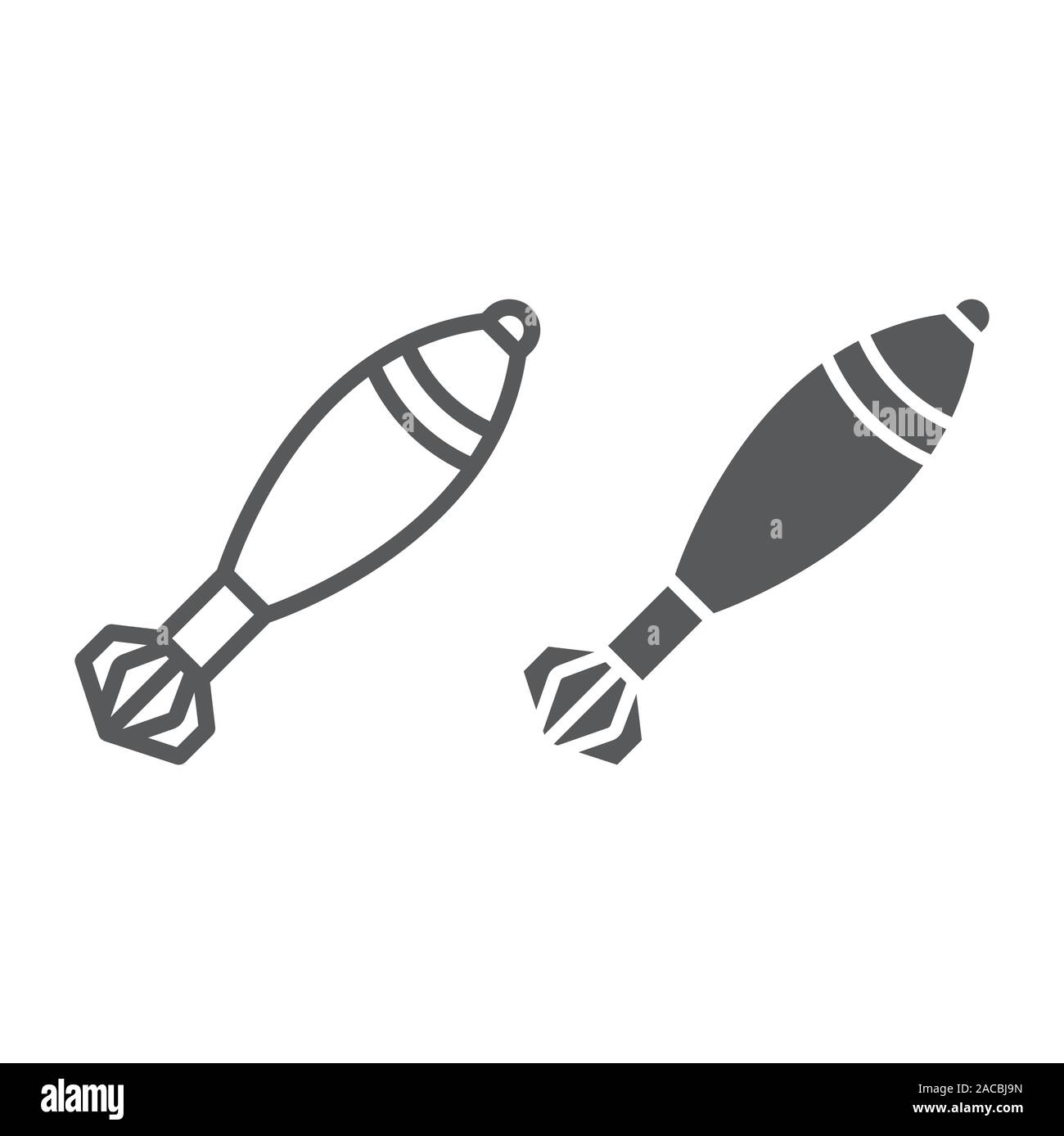 Mortar shell line and glyph icon, army and weapon, military bomb sign ... Mortar shell line and glyph icon, army and weapon, military bomb sign ...