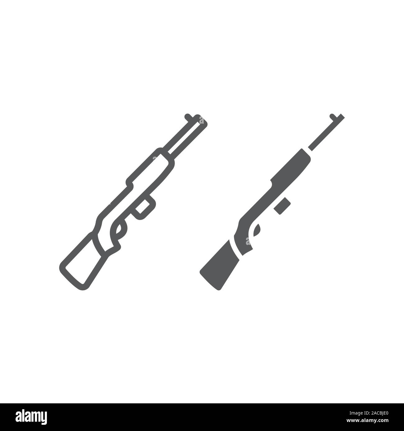 Rifle carbine line and glyph icon, army and military, firearm sign ...